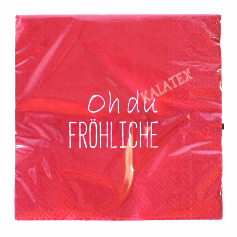 Servietten Weihnachten "Oh du Fröhliche" 33x33cm 20er Pack - Großhand